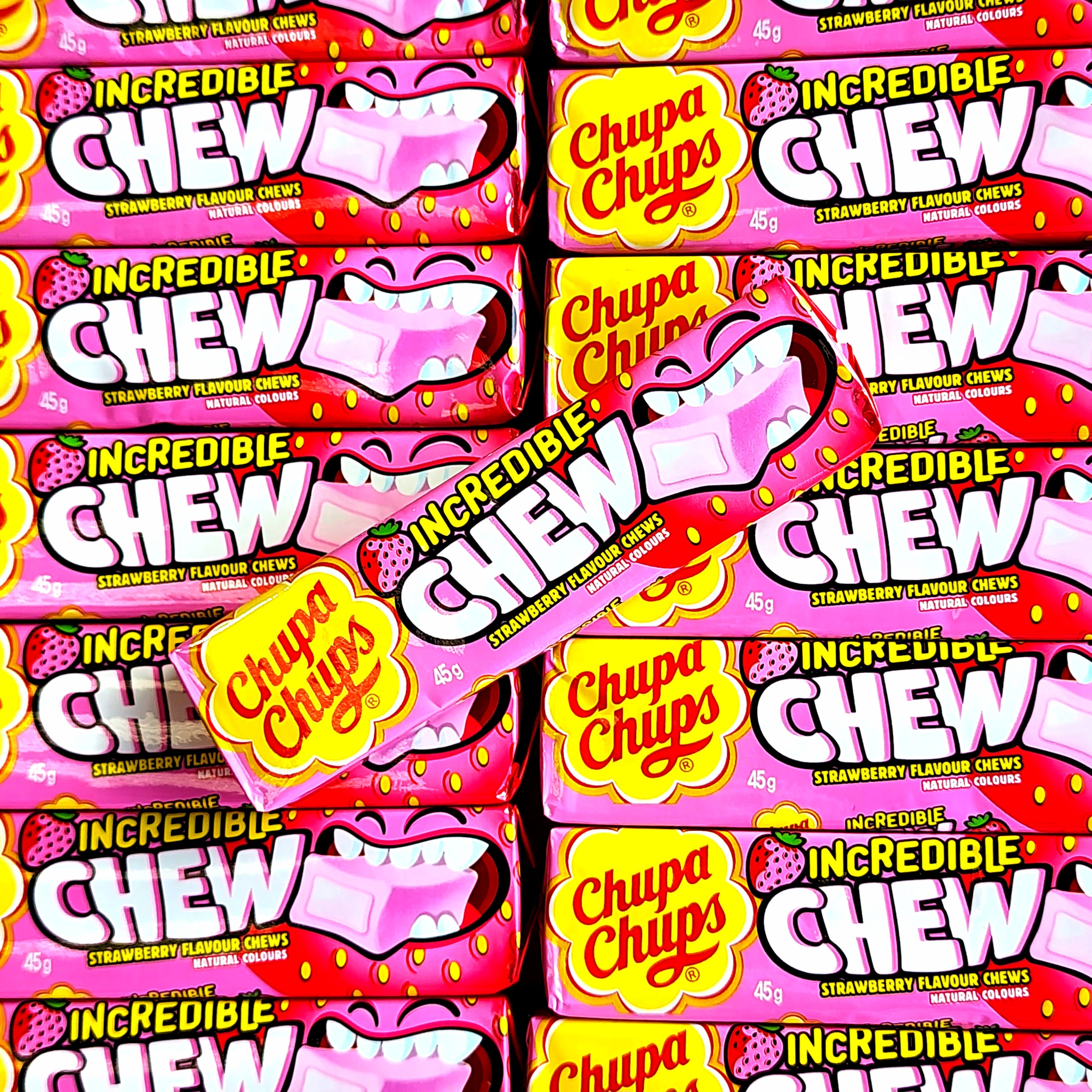 Chupa Chups Incredible Chew - Strawberry | Pik n Mix Lollies NZ