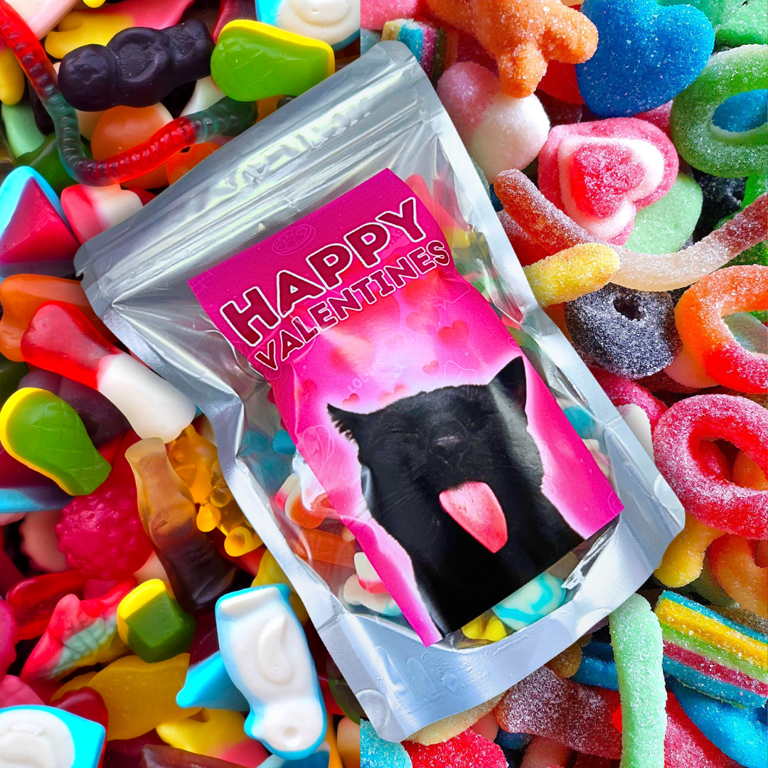 Valentines Cat - Pick Up Line Lolly Bag | Pik n Mix Lollies NZ